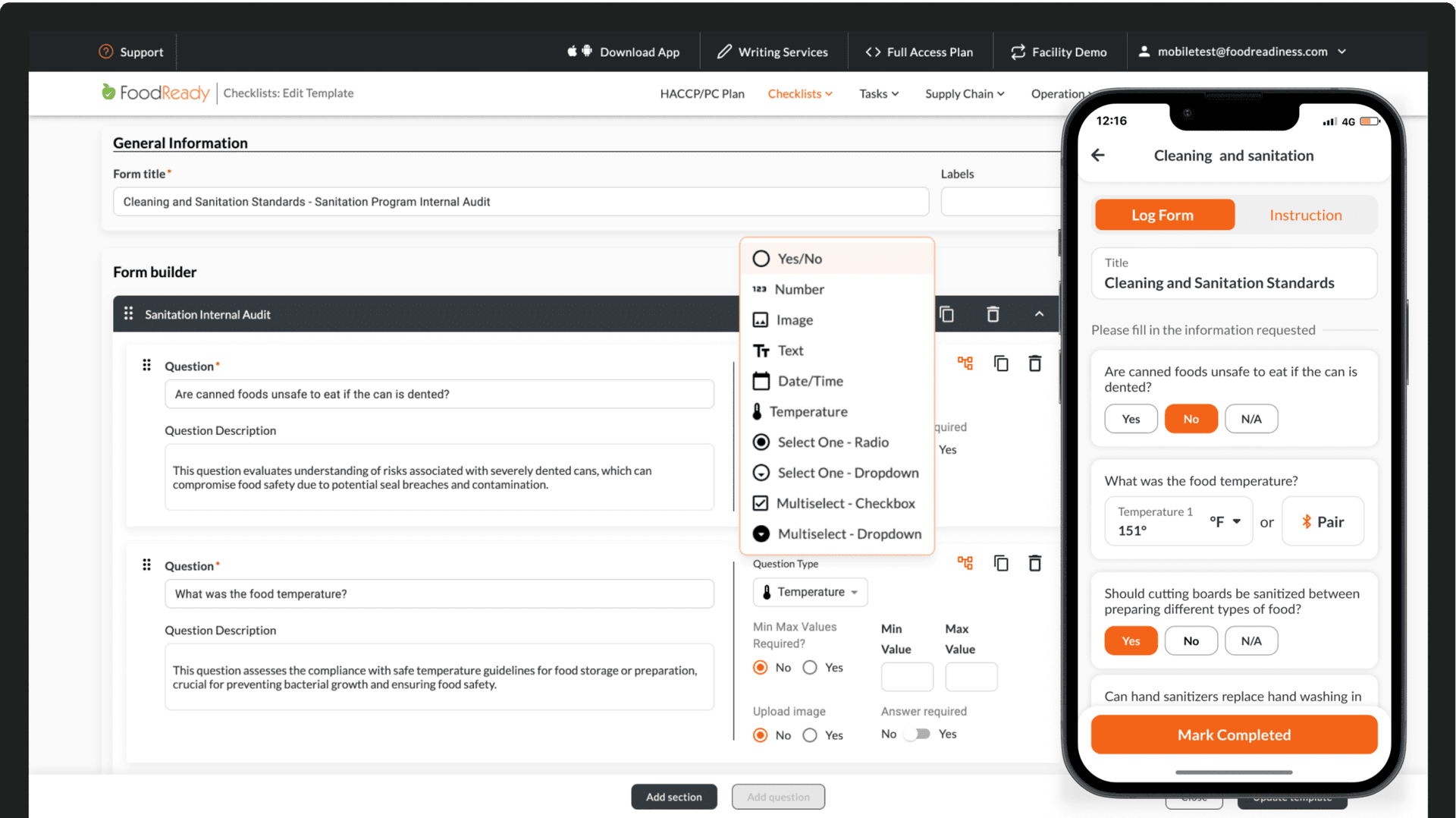 Food Safety Software Features | FoodReady