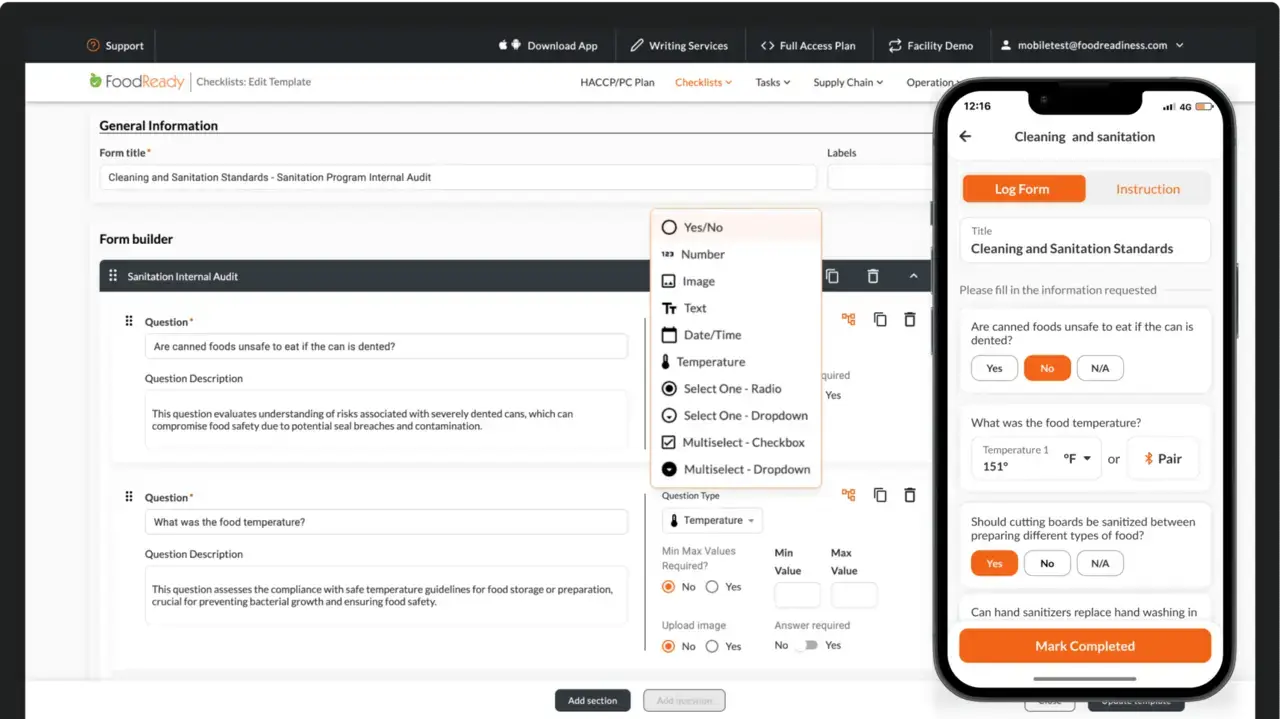 Food Safety Software Features | FoodReady